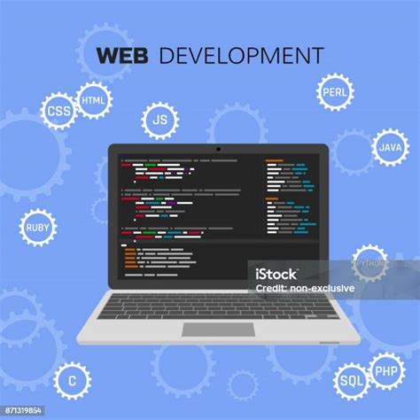 Infografis Pengembangan Web Konsep Pemrograman Dan Pengkodean Ilustrasi