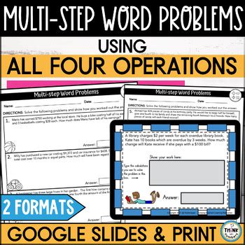 Multistep Word Problems Using All 4 Operations Google Slides Print 4 OA A 3