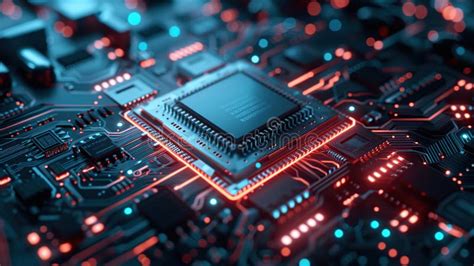 Close Up Of A Computer Chip On A Circuit Board Stock Illustration