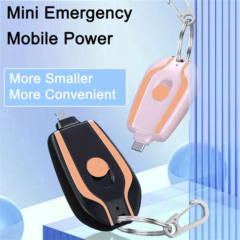 Portable Keychain Mini Power Bank Emergency Charger For Iphone 1500mah
