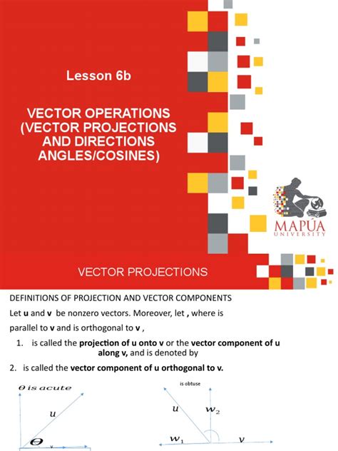 Lesson 6b Vectors Operations Vector Projections And Direction Angles
