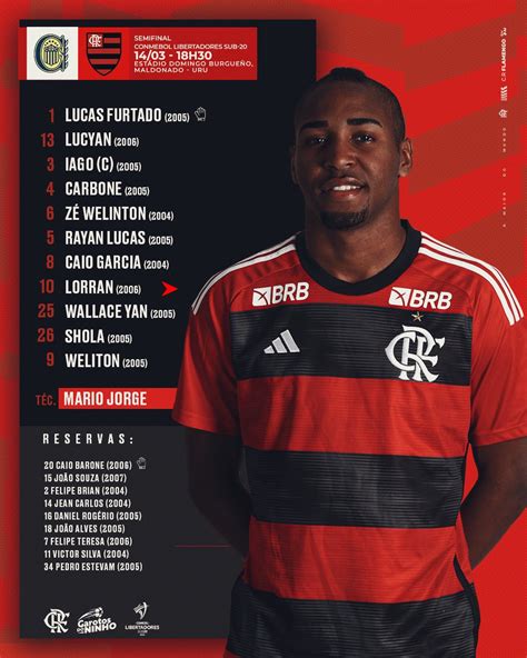 Flamengo Divulga Escalação Para Semifinal Da Libertadores Sub 20