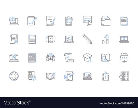 Digital Instruction Line Icons Collection Vector Image