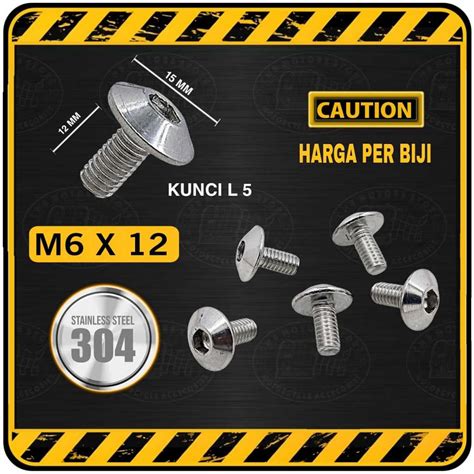 Jual Baut L STAINLESS Payung Kerucut M6 X 12 M6x12 Setara Baut