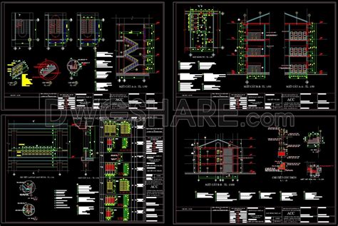 Autocad Drawings Of 3 Story Practical Training Class 205m X 78m For