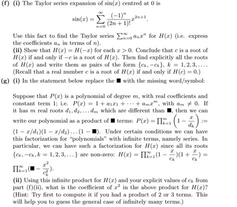 Solved F I ﻿the Taylor Series Expansion Of Sin X