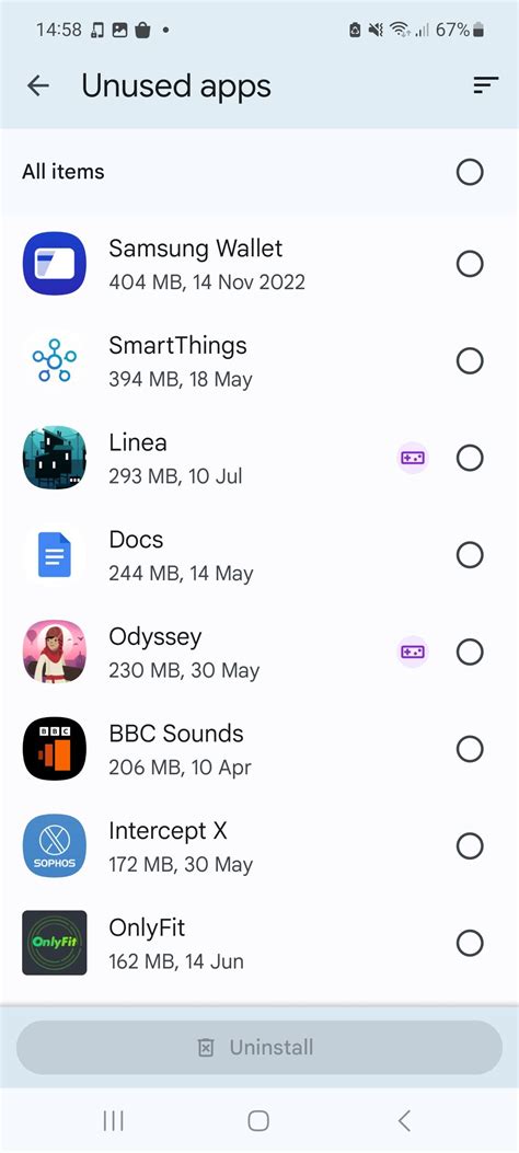 unused apps