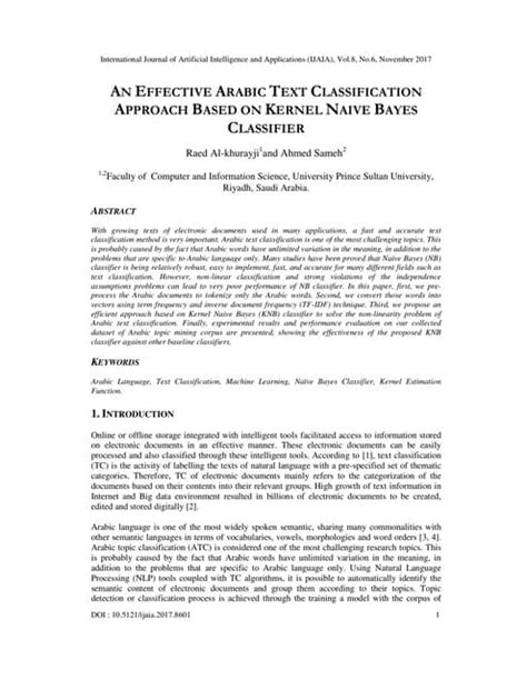 An Effective Arabic Text Classification Approach Based On Kernel Naive