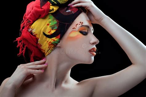 Girl With A Pattern On The Face Stock Image Image Of Beautiful
