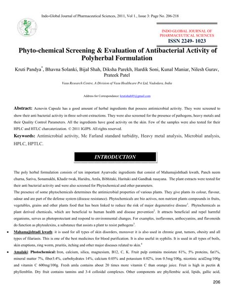 PDF Phyto Chemical Screening Evaluation Of Antibacterial Activity