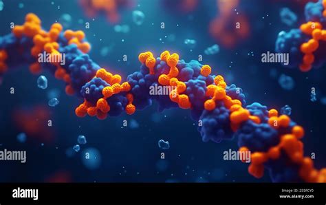 Glowing 3d Peptide Chain Formation Process Depicted In Abstract And Educational Biochemistry