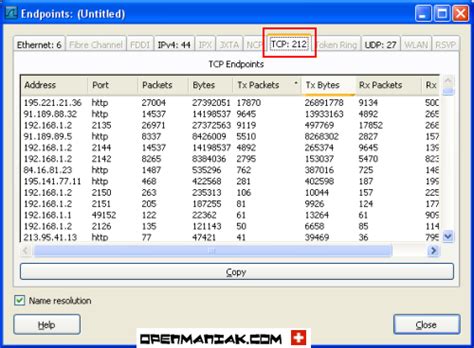 Wireshark Statistics Endpoints Tcp