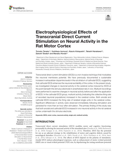PDF Electrophysiological Effects Of Transcranial Direct Current