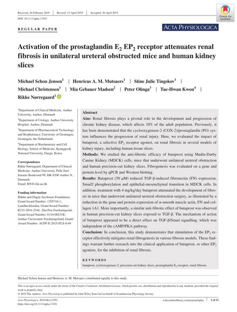 Pdf Activation Of The Prostaglandin E2 Ep2 Receptor Attenuates Renal