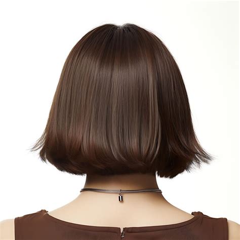 Foto de bob franja para mulheres asiáticas penteado de comprimento médio peito conceito
