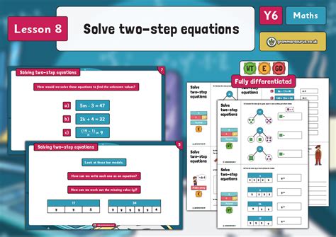Year 6 Algebra Solve Two Step Equations Lesson 8 Grammarsaurus