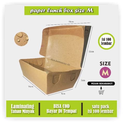 Jual Paper Lunch Box Kraft Coklat Laminasi Ukuran M 100pcs Shopee