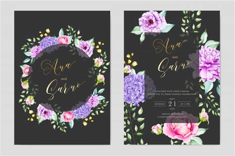 Premium Vector Elegant Watercolor Floral And Leaves Wedding Card