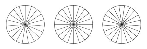 원은 19 20 21 세그먼트로 나뉩니다 피자 또는 파이 둥근 모양은 동일한 조각으로 자릅니다 윤곽선 스타일 세트입니다 간단한 차트 모음 원형에 대한 스톡 벡터 아트 및