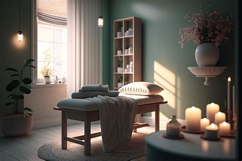 Premium Ai Image Massage Parlor Spa Room With Massage Bed For