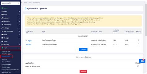 Updates Apps Webuzo