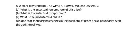 Solved A Steel Alloy Contains Wt Fe Wt Mo Chegg