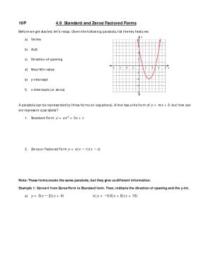 Fillable Online 10P 4 9 Standard And Zeros Factored Forms Fax Email