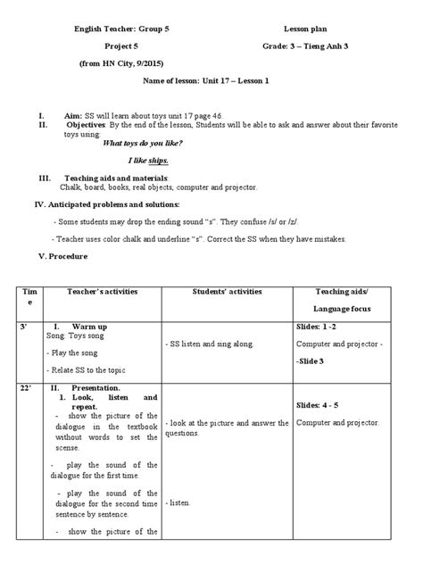 Lesson Plan Grade 3 Pdf Lesson Lesson Plan