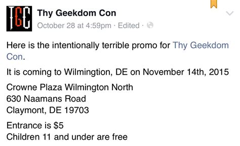 Thy Geekdom Con Today