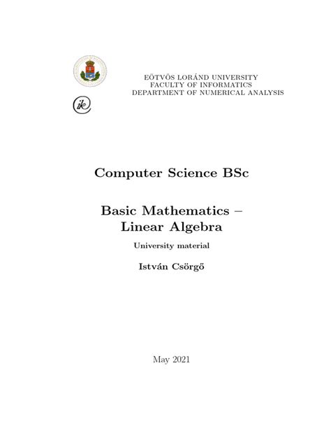 Csörgő István Basic Math Linalg 2021 1 Pdf Matrix Mathematics