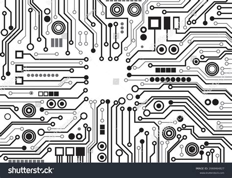Cpu Chip On Motherboard Abstract 2d Stock Vector Royalty Free
