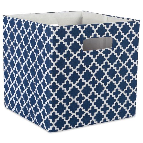 Nautical Blue Cube Storage Bin With Lattice Design 13