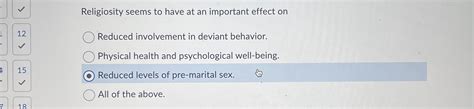 Solved Religiosity Seems To Have At An Important Effect