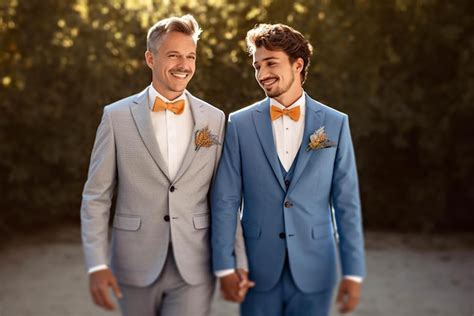 Portrait Of Happy Gay Couple On Wedding Day Gay Marriage Wedding Lgbt