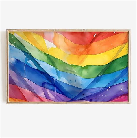 Frame Tv Art Pride Month Rainbow Watercolor Digital Download Colorful