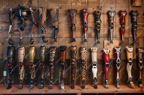 Premium Photo A Row Of Robot Legs With Different Colors And Designs