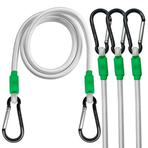 Bungee Cord With Carabiner Hooks 4 Pack White Color