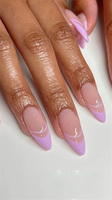 Lilac Double French Tips 💜 Pastel Nails Spring Nails Summer Nails