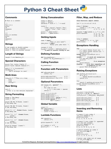 Python3 Cheat Sheet Language V30 Pdf Anonymous Function