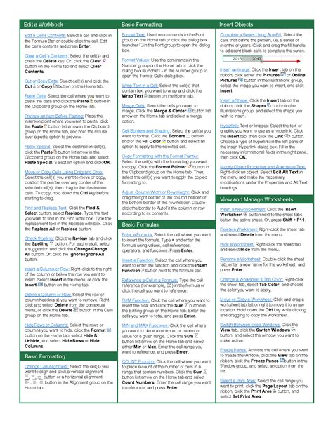 Vba Excel Cheat Sheet