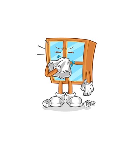 Premium Vector Window Blowing Nose Character Cartoon Mascot Vector