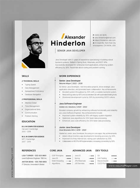 Java Developer Free Resume Free Resume Template Download