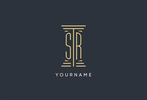 Sr Initial Monogram With Pillar Shape Logo Design 26157278 Vector Art