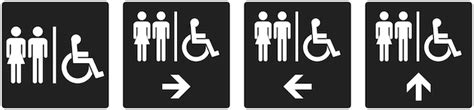 Tanda Pintu Toilet Simbol Unisex Dan Penyandang Disabilitas Vektor