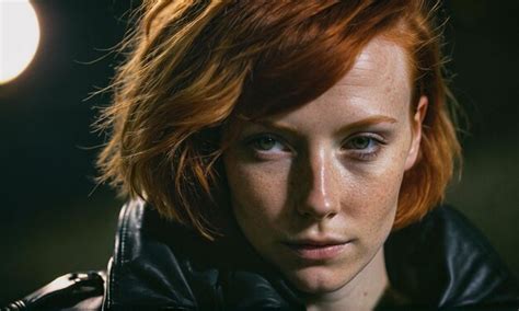 Premium Photo Redhead Biker Girl With Jacket