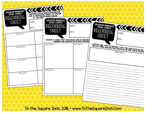 Growth Mindset Task Cards To The Square Inch
