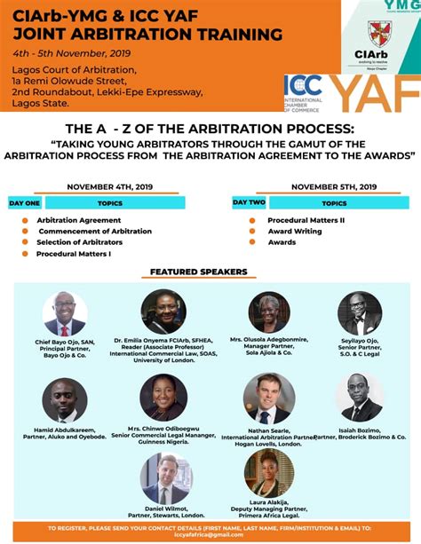 Ciarb Ymg And Icc Yaf Joint Arbitration Training 2019 Africa Arbitration