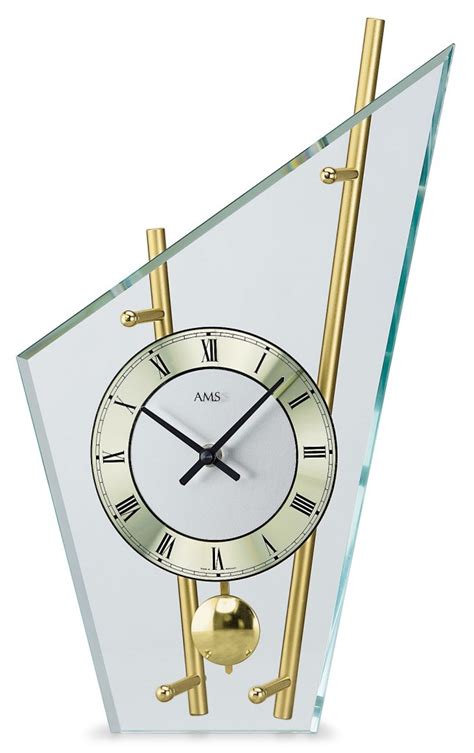 Pendule à poser moderne dorée en verre Cutty