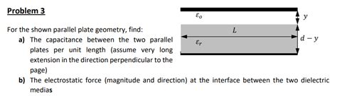 Solved For The Shown Parallel Plate Geometry Find A The