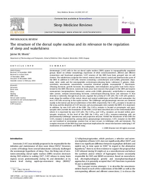Pdf The Structure Of The Dorsal Raphe Nucleus And Its Relevance To The Regulation Of Sleep And